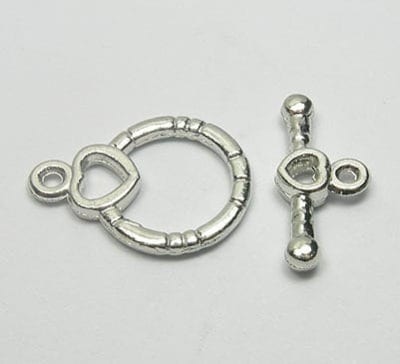 One Silver Stylish Heart Toggle Clasp - Model 02 - Australia Online Beads