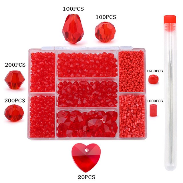 Super Awesome Red Crystals Beading Kit with Over 3000 Beads