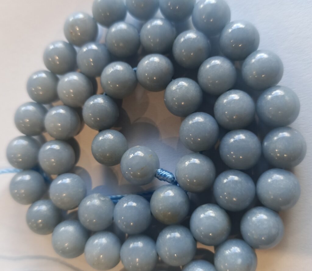 Beautiful Natural Blue Russian Angelite Gemstones Strand (8mm)