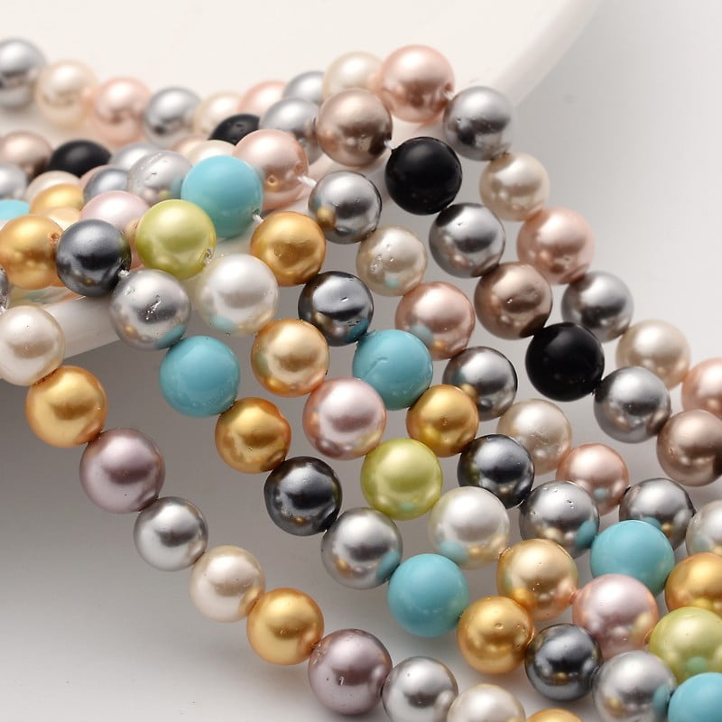 1 Strand Gorgeous Colourful Shell Pearl Beads AB Grade (6mm)