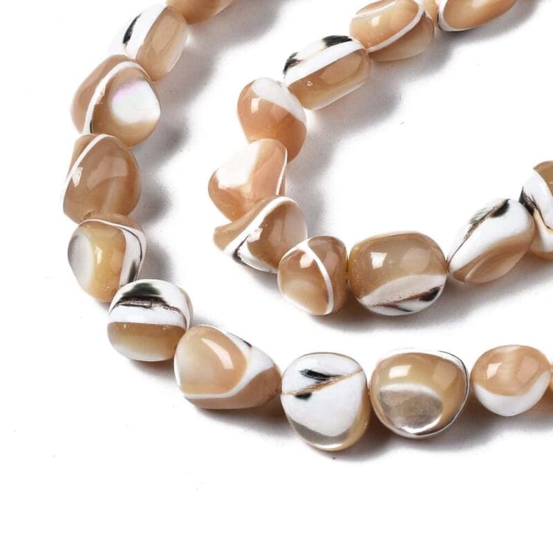 Stunning Brown Trochus Shell Bead Nuggets - Swirly beads