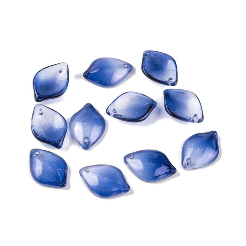 Gorgeous Royal Blue Lily Leaf Glass Beads for DIY Jewellery